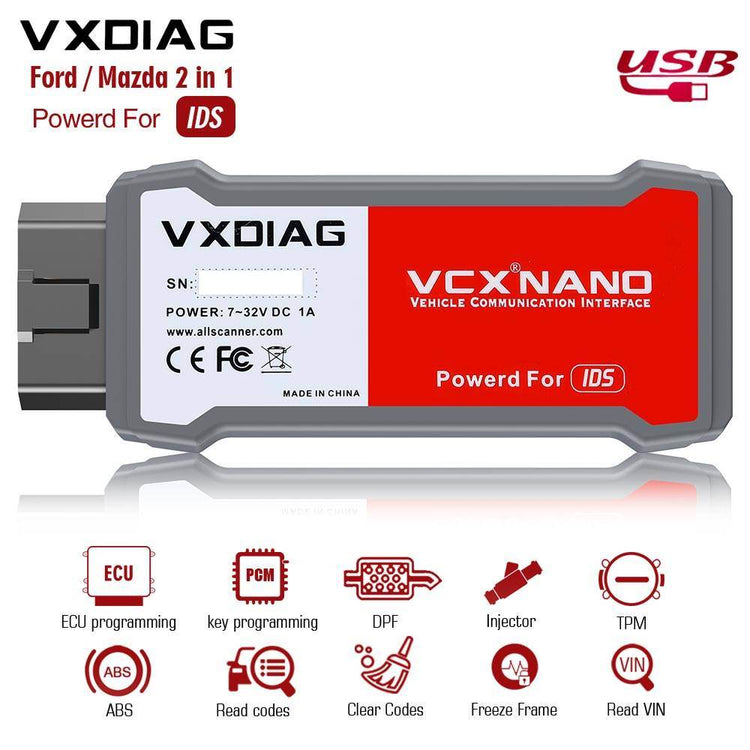 USB Version VXDIAG NANO for Ford and Mazda - OBD2 Diagnostic Tool ...