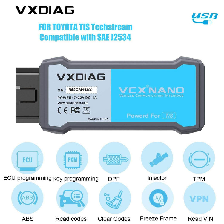 USB Version VXDIAG VCX NANO for TOYOTA - OBD2 Diagnostic Tool – VXDIAG ...